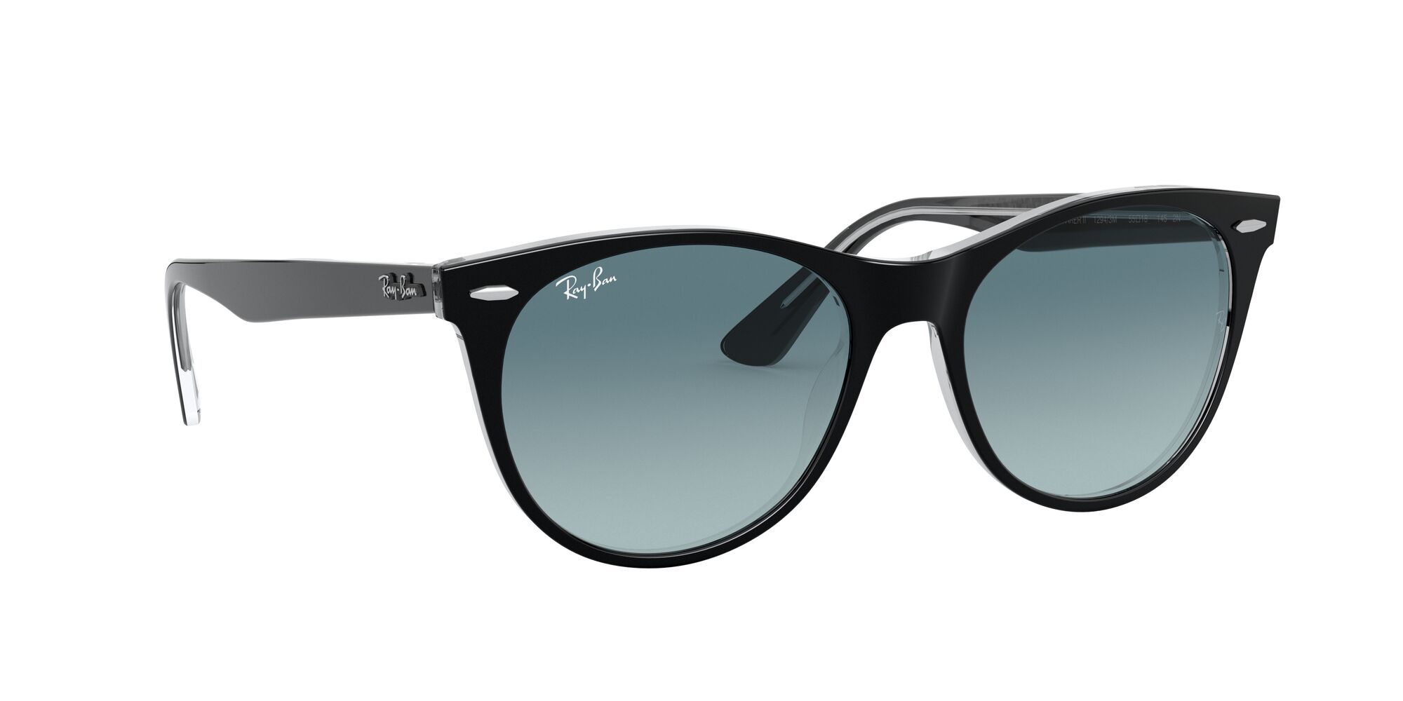 Wayfarer Ii Black On Transparent / Blue Gradient